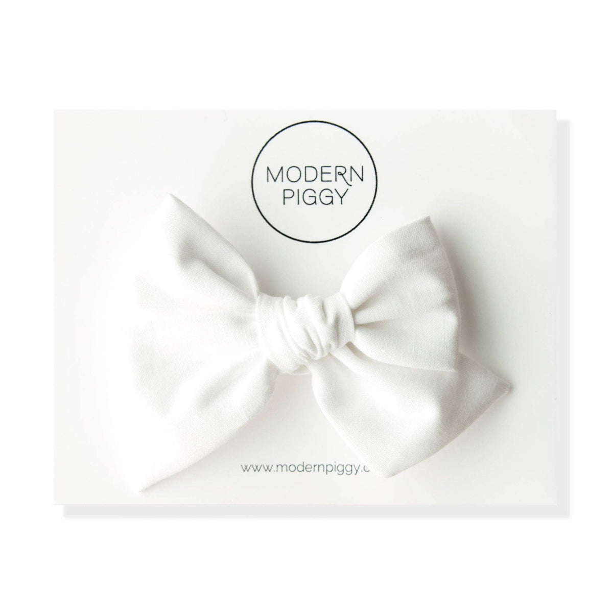 Oversized Hand-tied Bow - Alligator Clip || True White– Little Goldie Finch